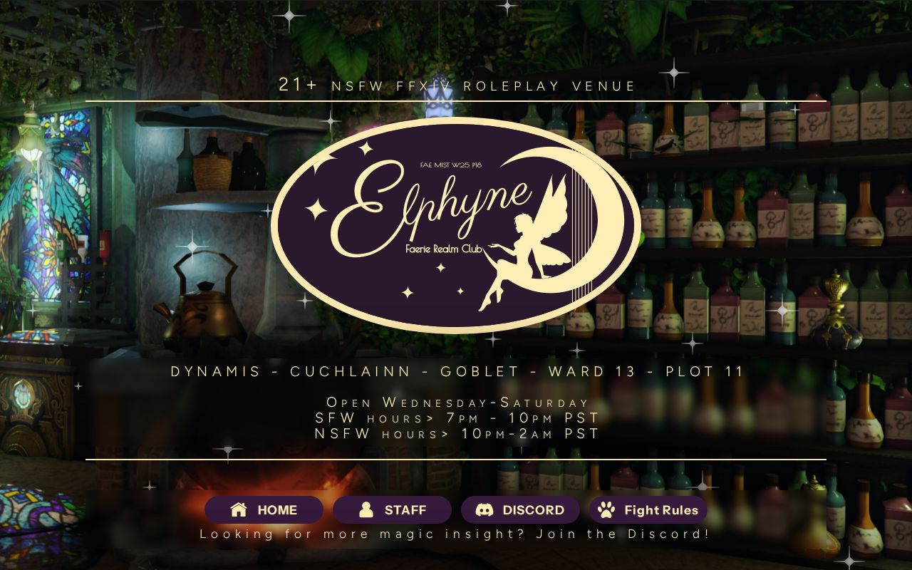 21+ NSFW FFXIV RP VENUE Elphyne Menu